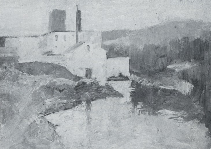 Emil Carlsen : Mill by river, ca.1920. – Emil Carlsen Archives