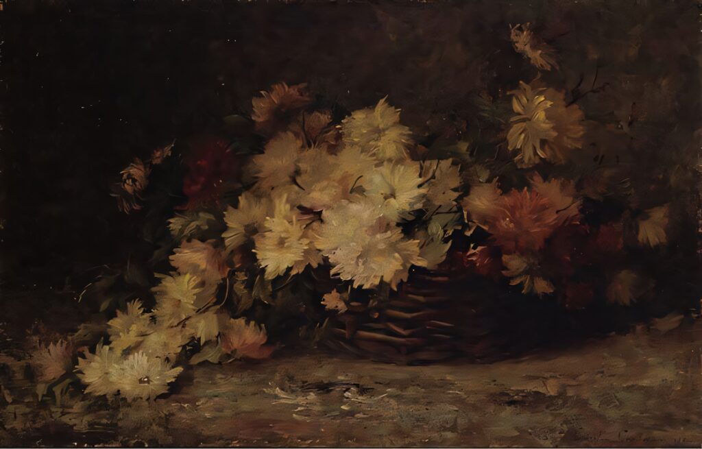 Emil Carlsen : Flowers in a wicker basket, 1898. – Emil Carlsen Archives